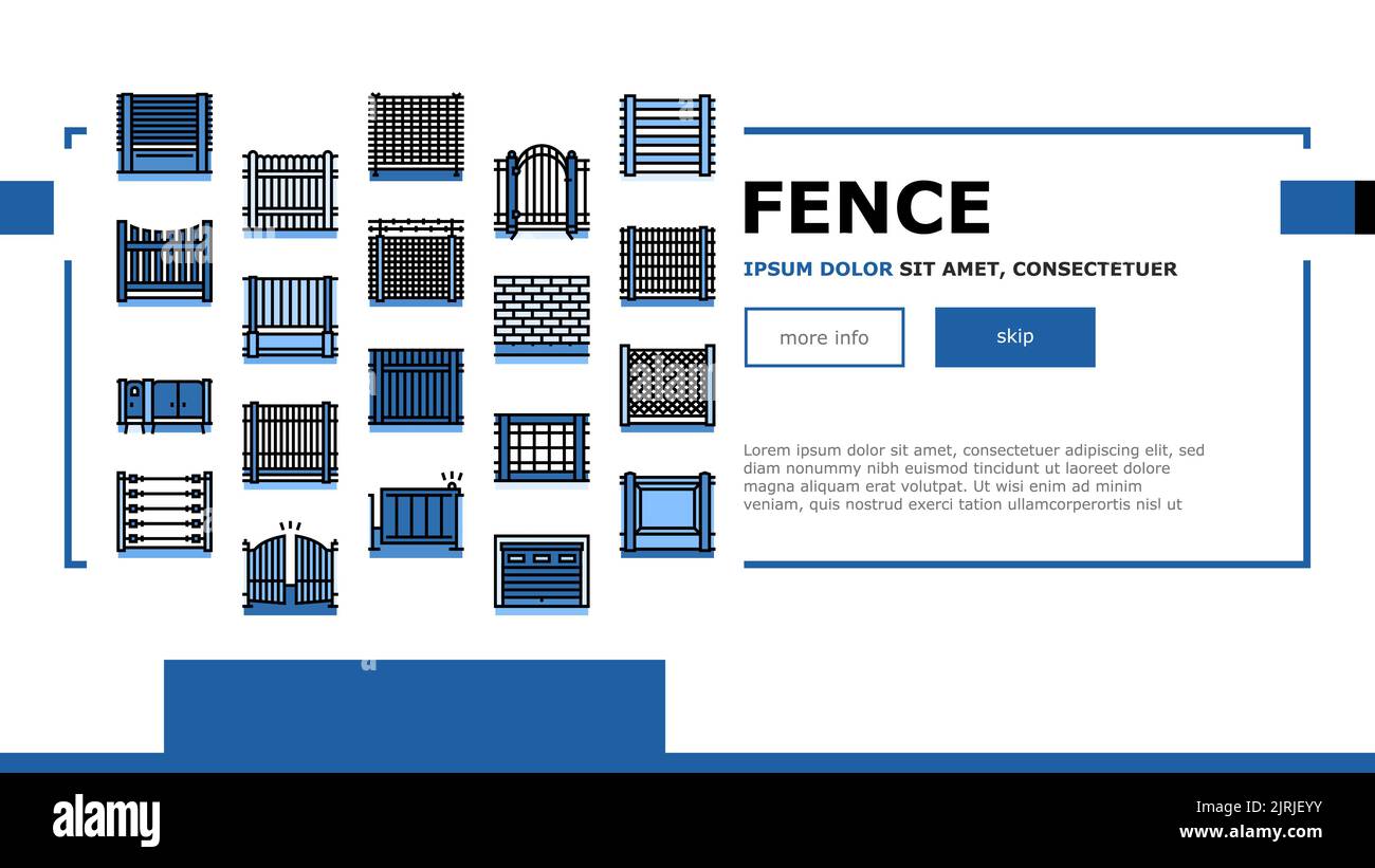 Fence And Gate Exterior Security landing header vector Stock Vector ...
