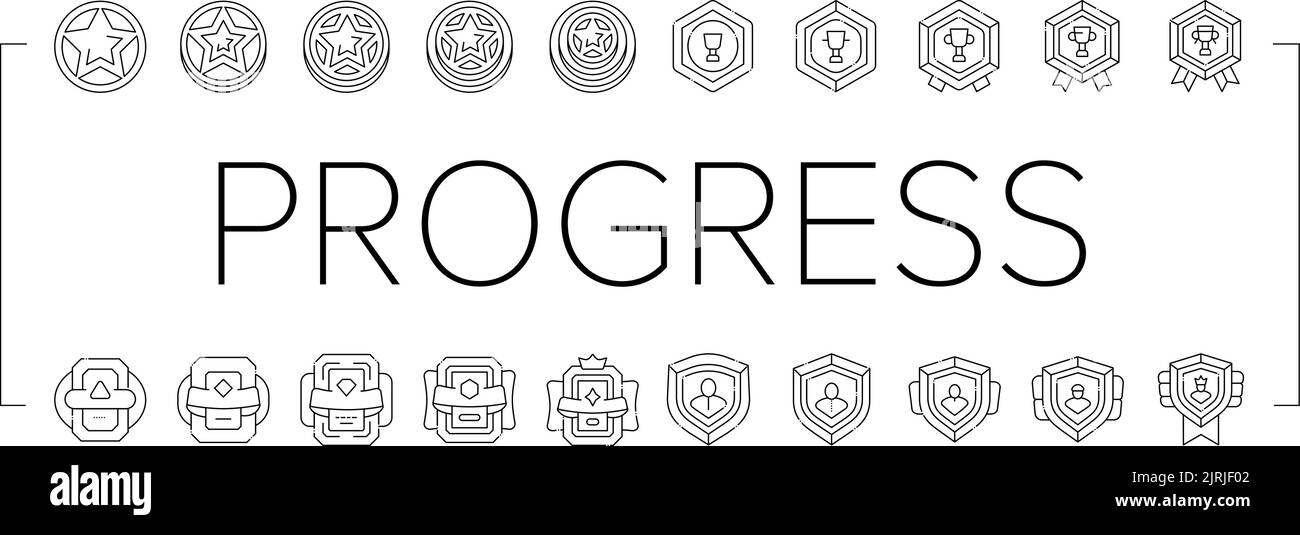 Game Progress Award And Medal Icons Set Vector Stock Vector Image & Art ...