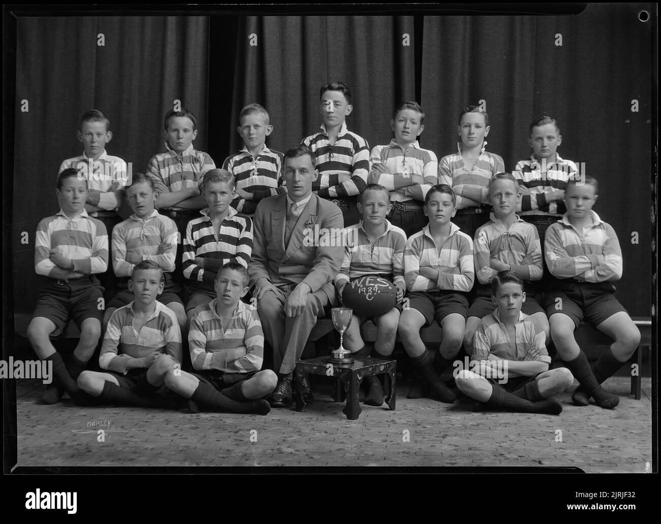 West End School Boys Rugby Team, 1929, maker unknown. F B Butler/Crown ...