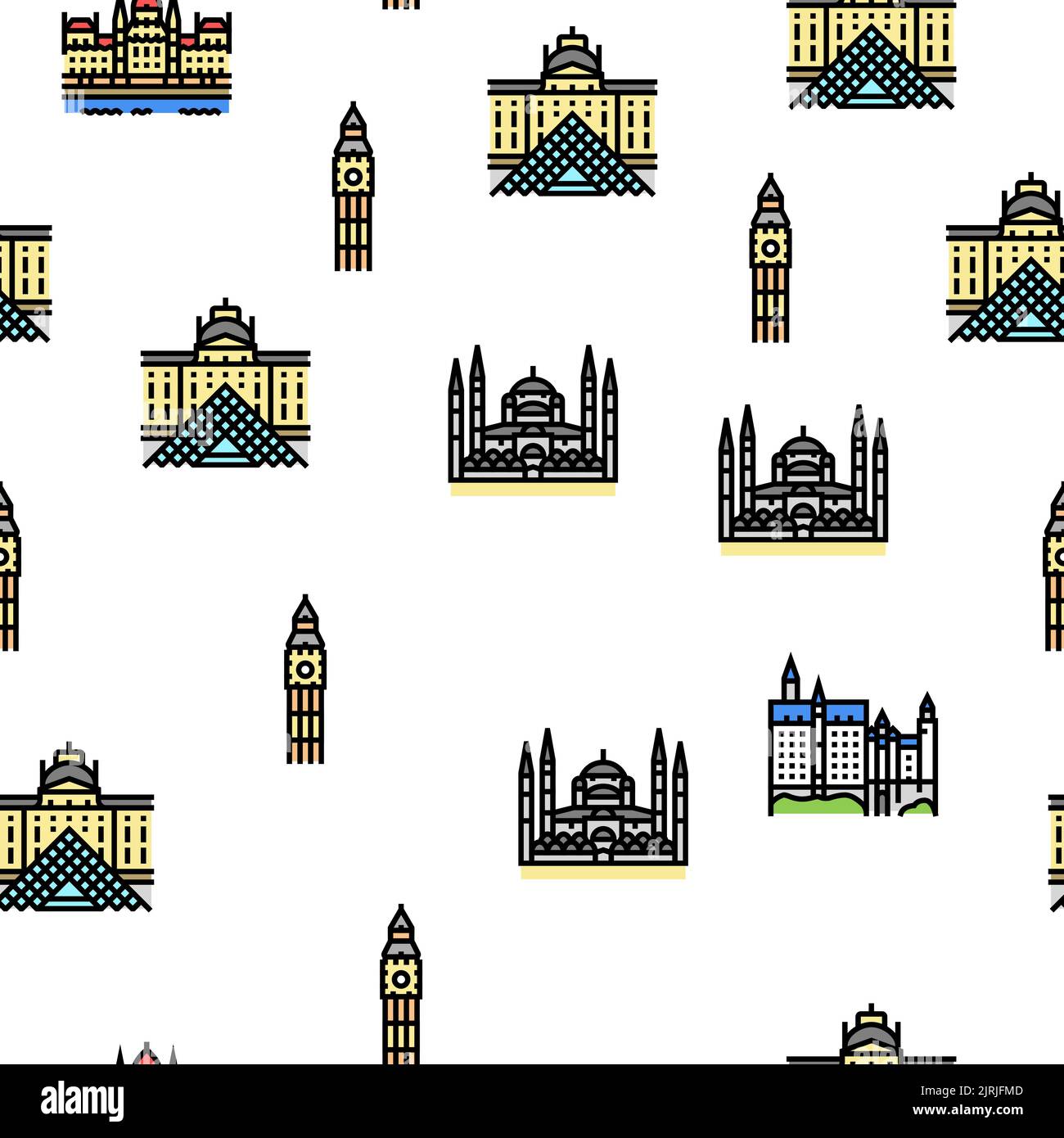 Europe Monument Construction vector seamless pattern Stock Vector Image ...