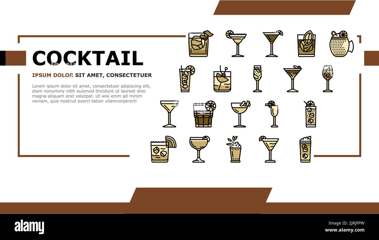 cocktail glass drink alcohol bar landing header vector Stock Vector ...