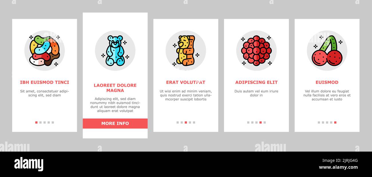 jelly candy gummy bear fruit gum onboarding icons set vector Stock ...