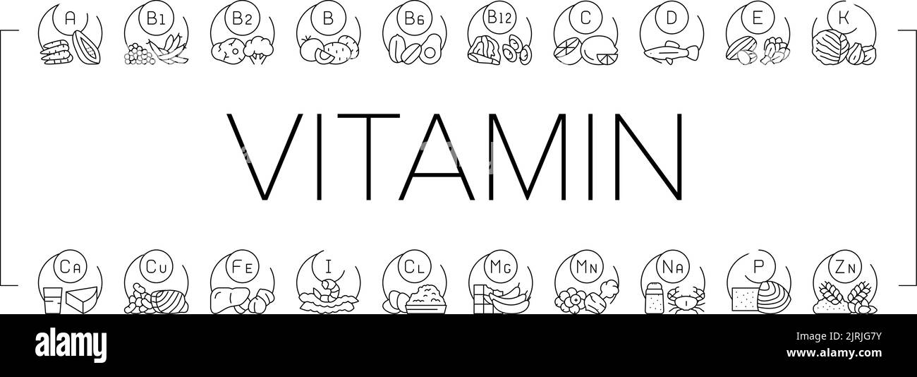 Vitamin Mineral Medical Complex Icons Set Vector Stock Vector Image ...
