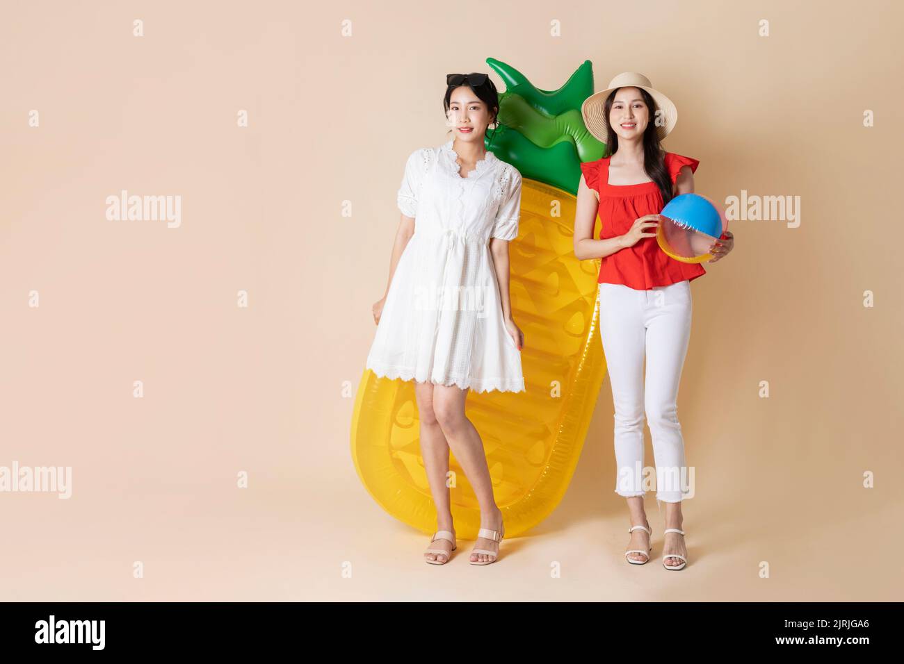 summer vacation trip with friends concept series korean beautiful asian ...
