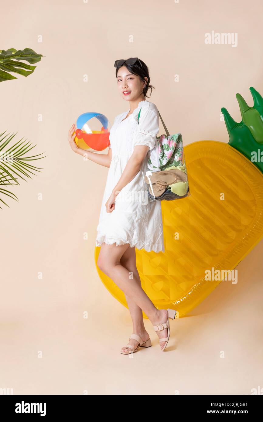summer vacation trip with friends concept series korean beautiful asian ...