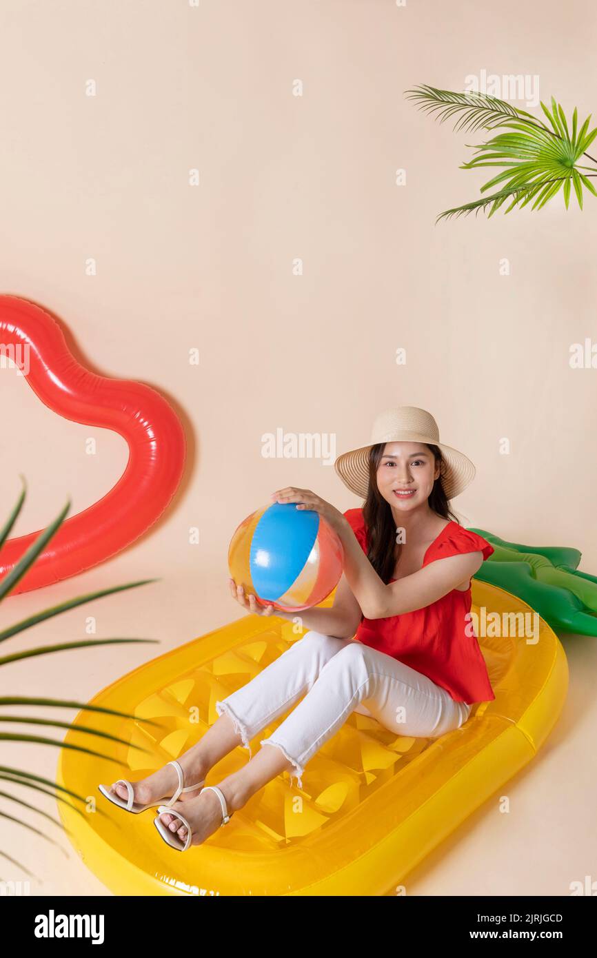 summer vacation trip with friends concept series korean beautiful asian ...