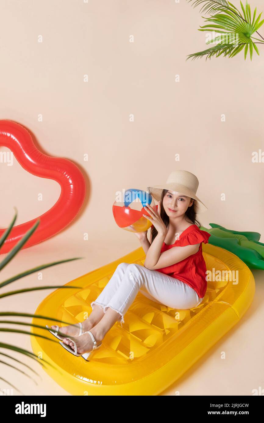 summer vacation trip with friends concept series korean beautiful asian ...