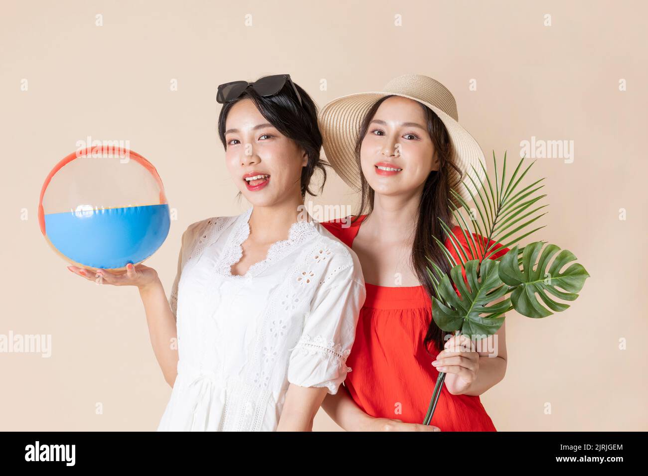 summer vacation trip with friends concept series korean beautiful asian ...