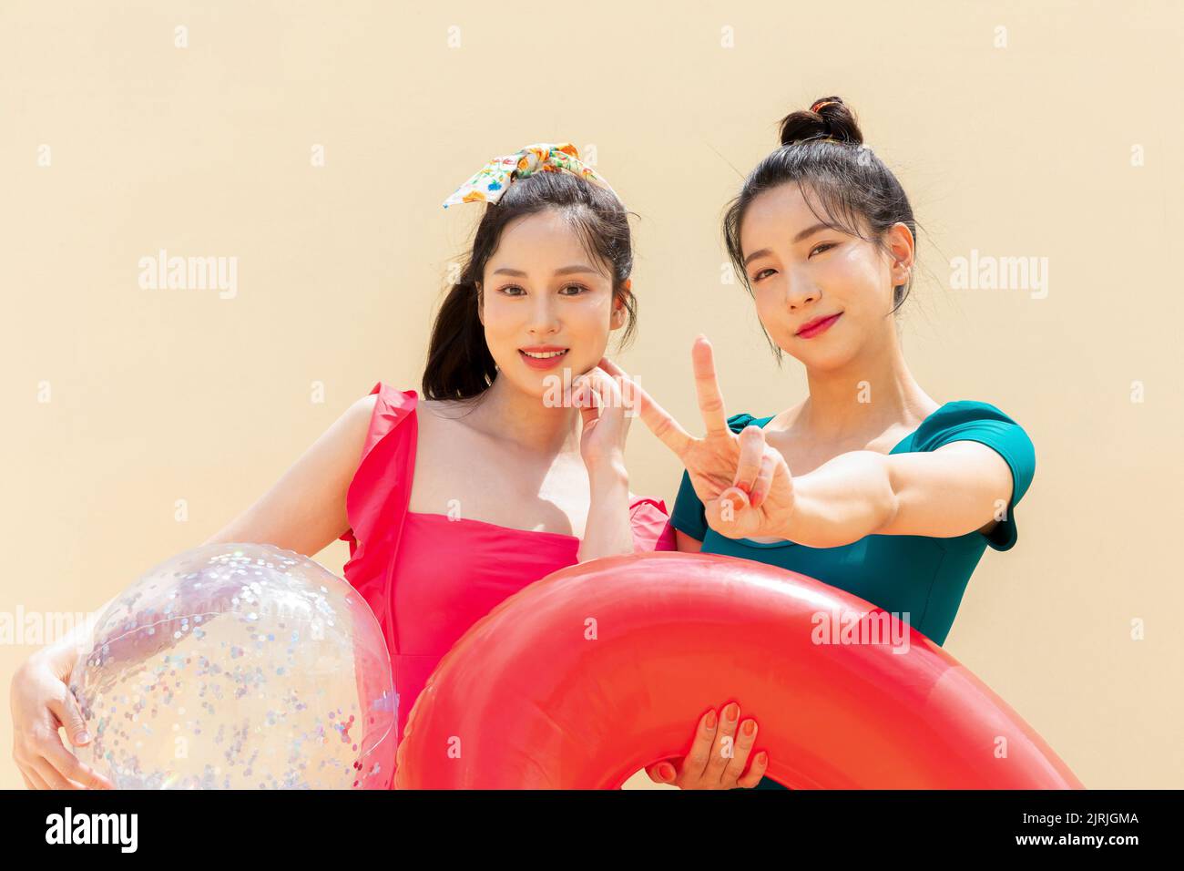 summer vacation trip with friends concept series korean beautiful asian ...