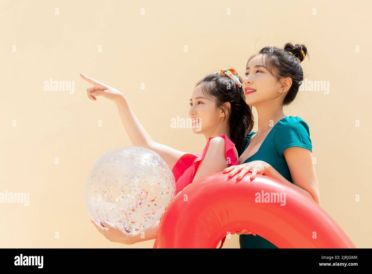 summer vacation trip with friends concept series korean beautiful asian ...