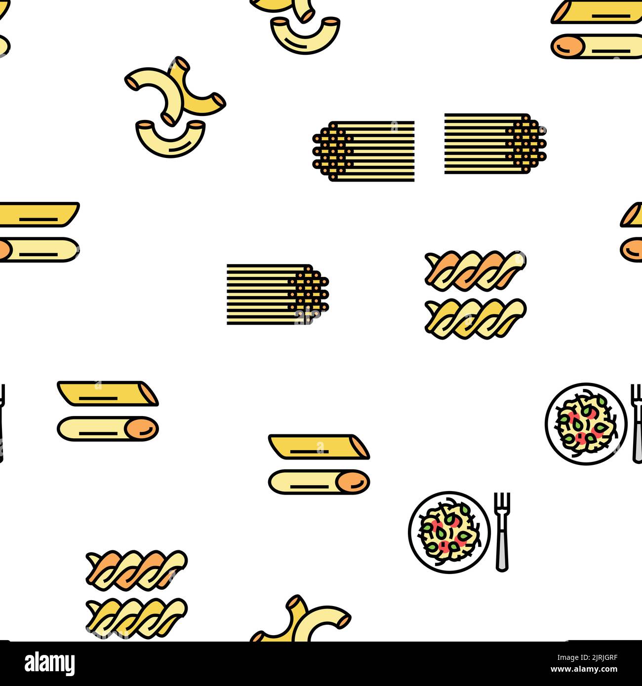 Pasta Delicious Food Meal Cooking vector seamless pattern Stock Vector ...