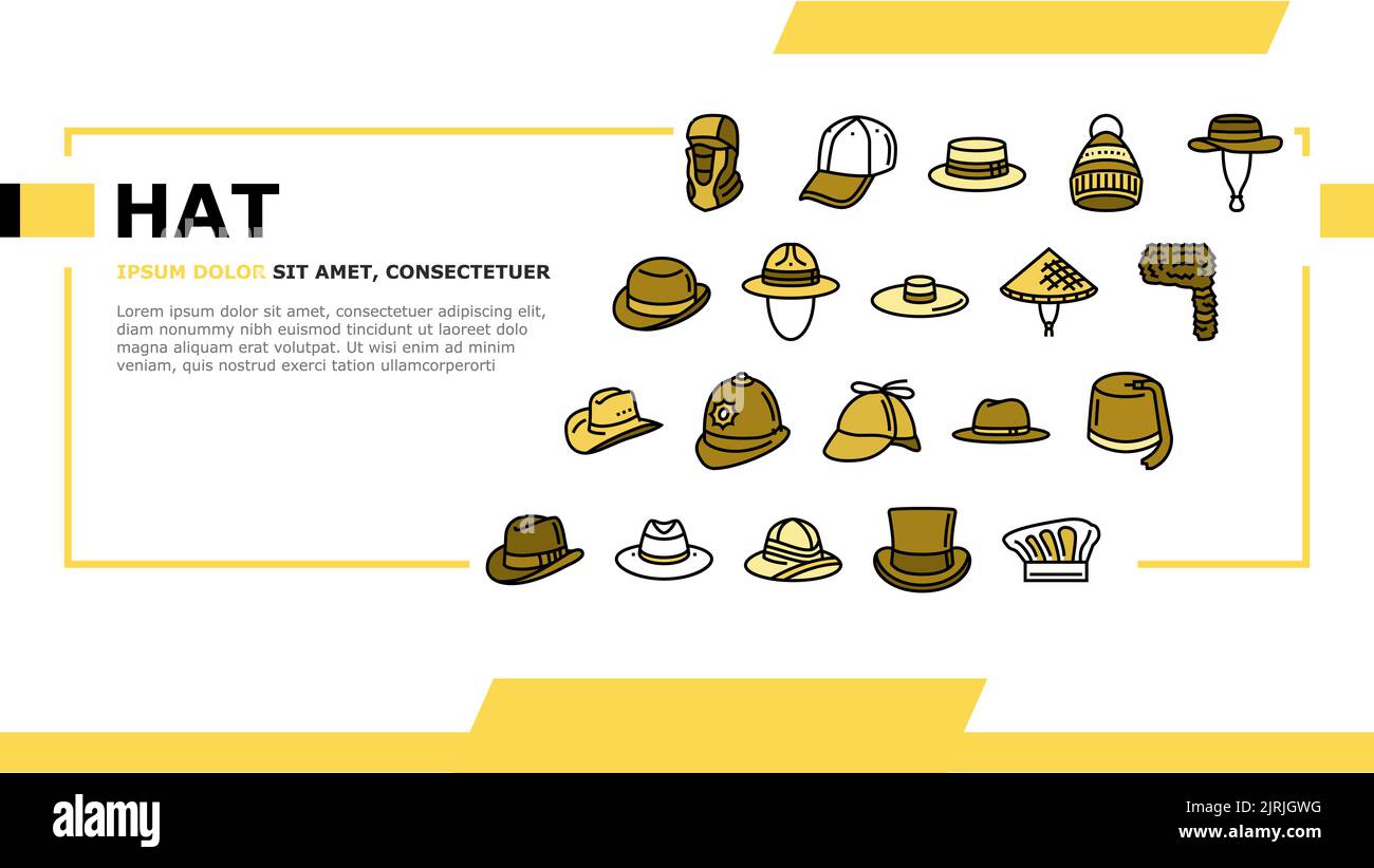 hat cap head man safety fashion landing header vector Stock Vector ...