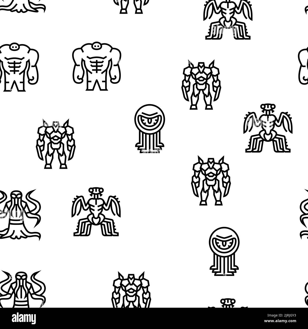Monster Scary Fantasy Characters vector seamless pattern Stock Vector ...