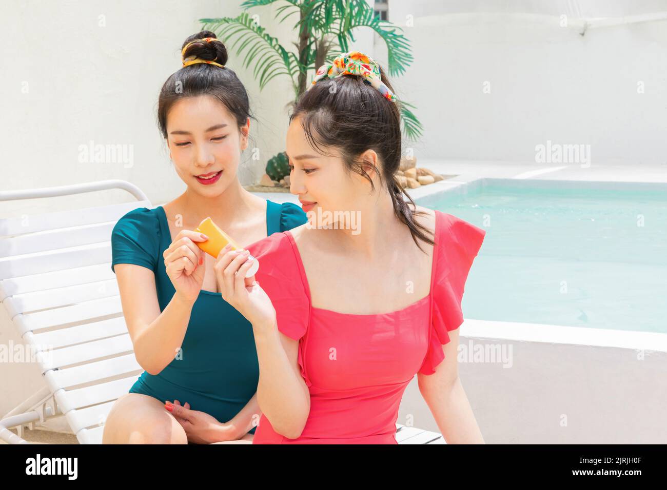 summer vacation trip with friends concept series korean beautiful asian ...