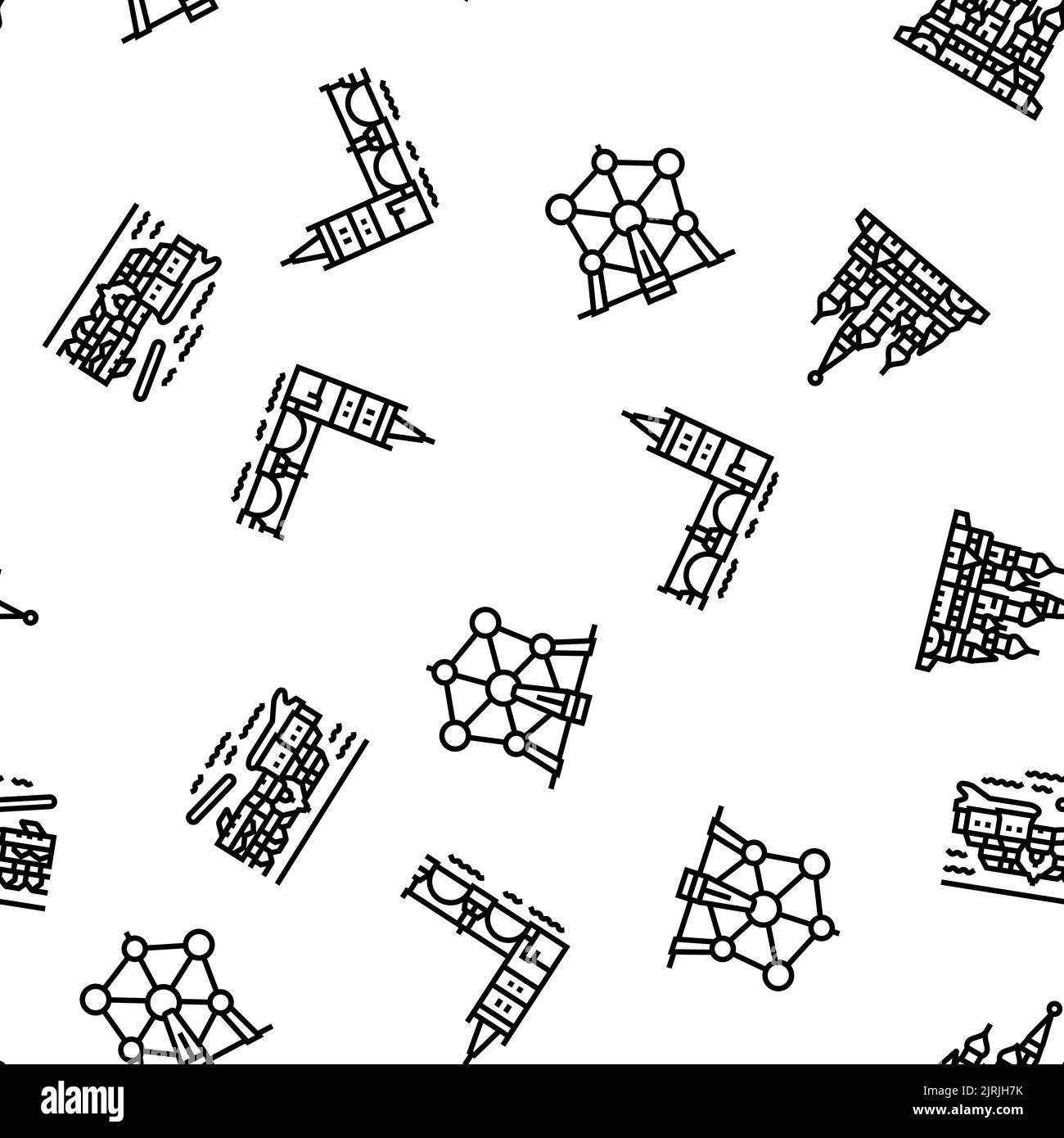 Europe Monument Construction vector seamless pattern Stock Vector Image ...