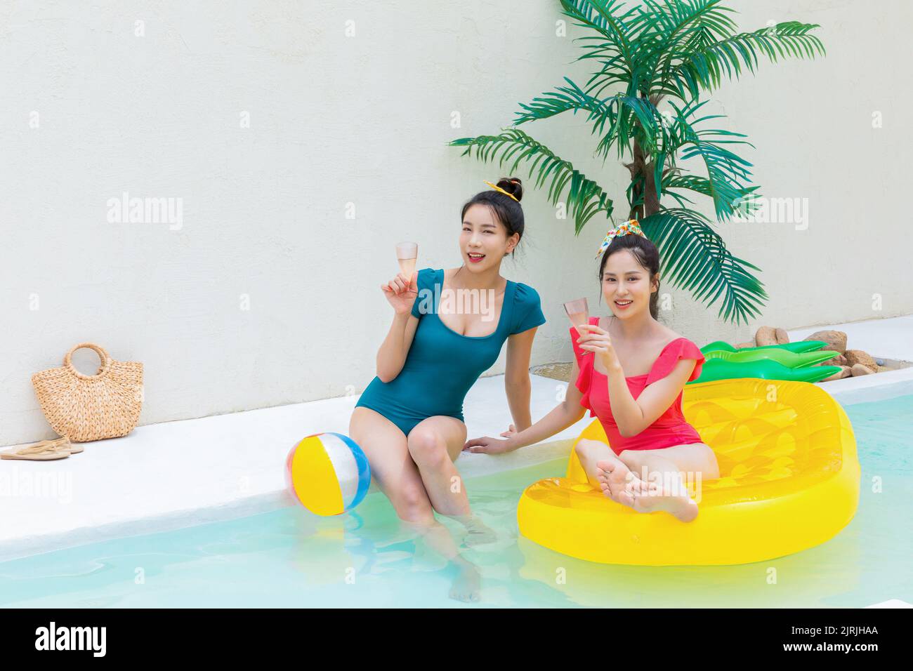summer vacation trip with friends concept series korean beautiful asian ...