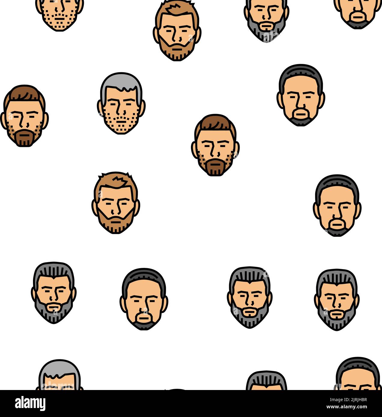 beard hair style face male vector seamless pattern Stock Vector Image ...