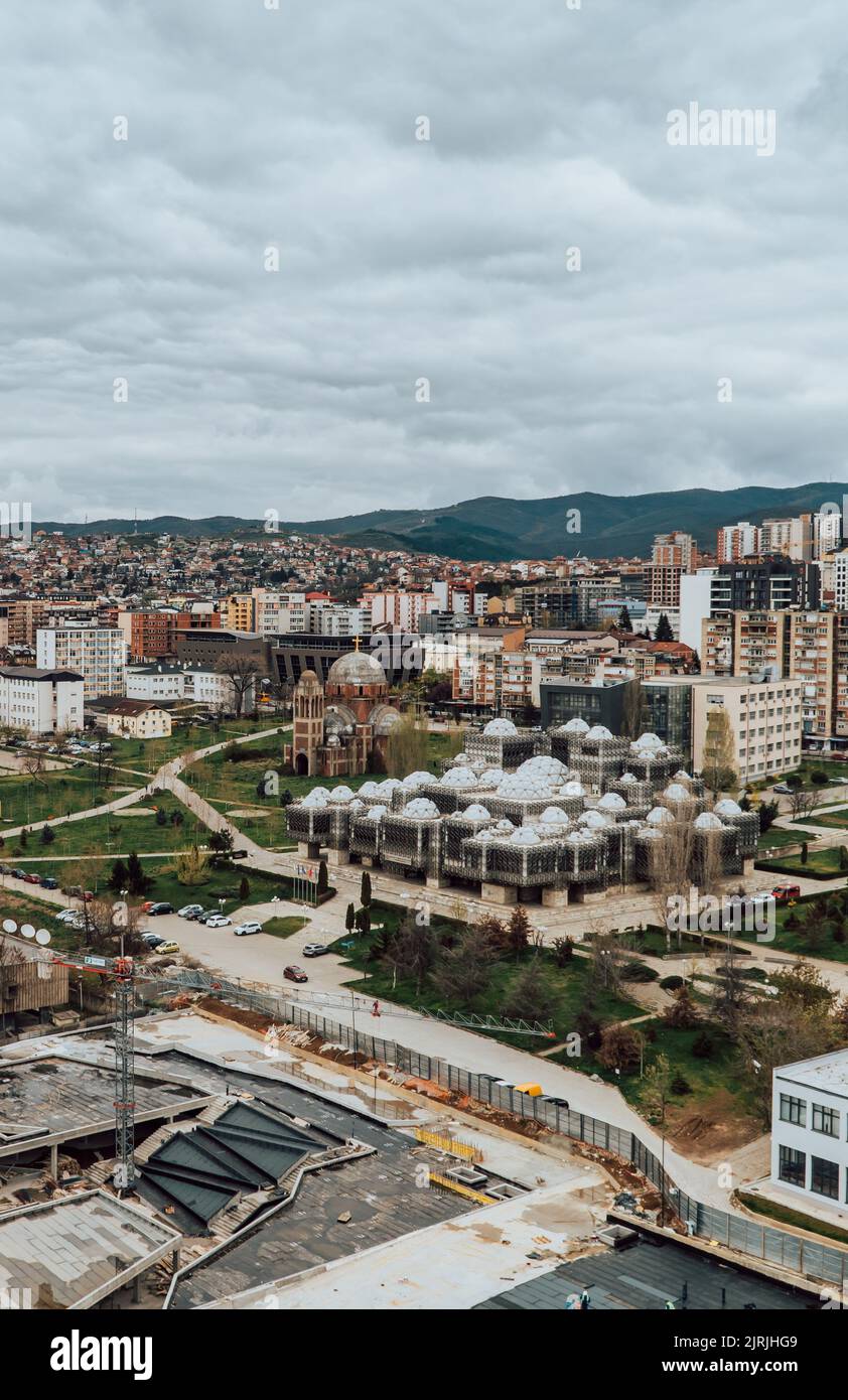 The cityscape view of Pristina city from Mother Theresa Cathedral in ...