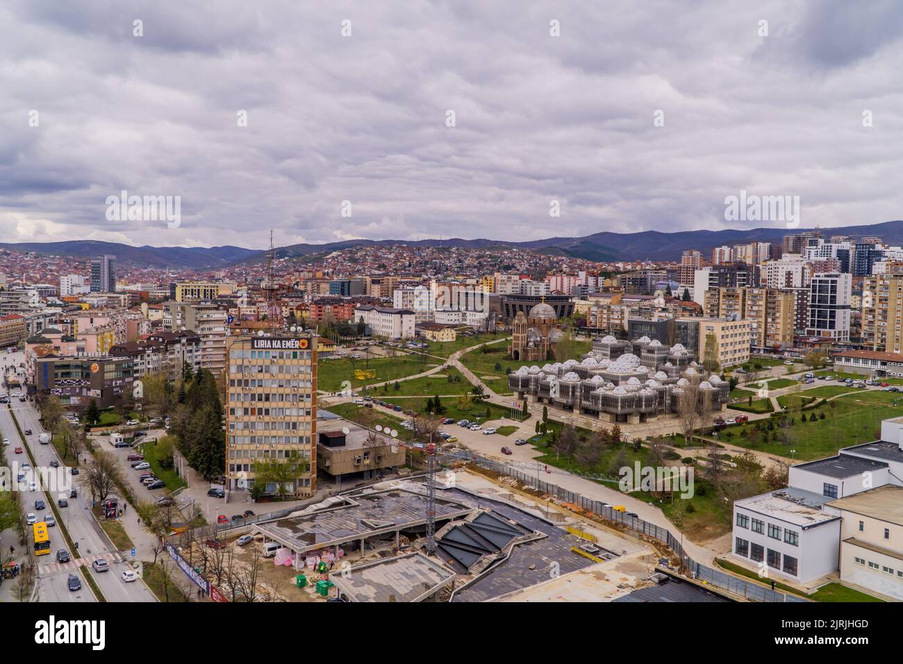 The cityscape view of Pristina city from Mother Theresa Cathedral in ...