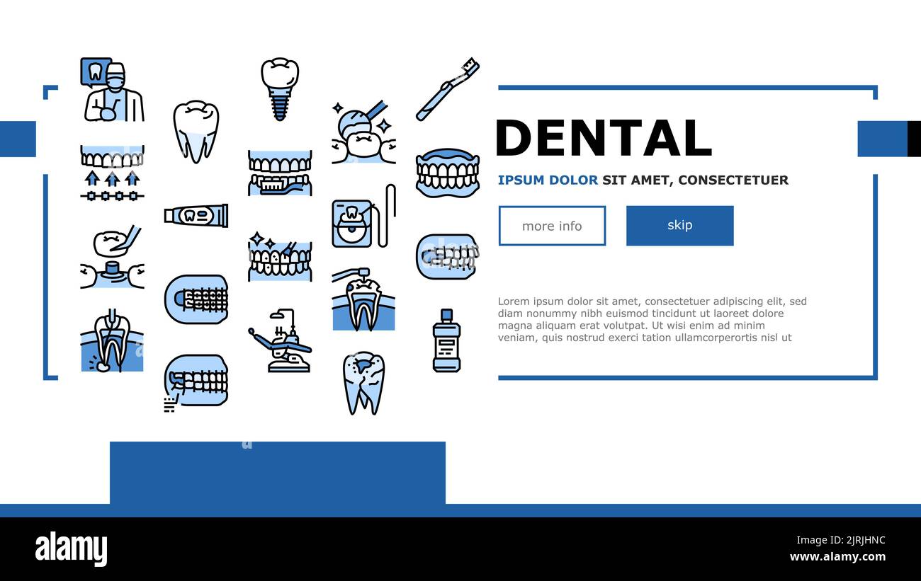 dental care dentist tooth implant landing header vector Stock Vector ...