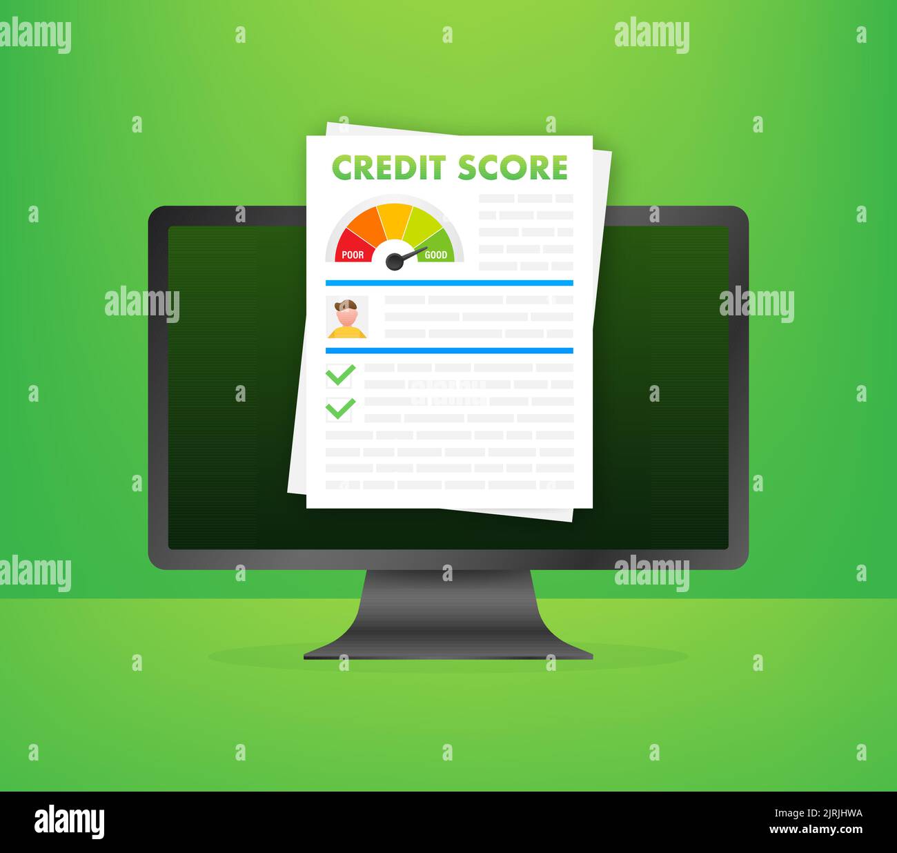 Credit score document. Paper sheet chart of personal credit score ...