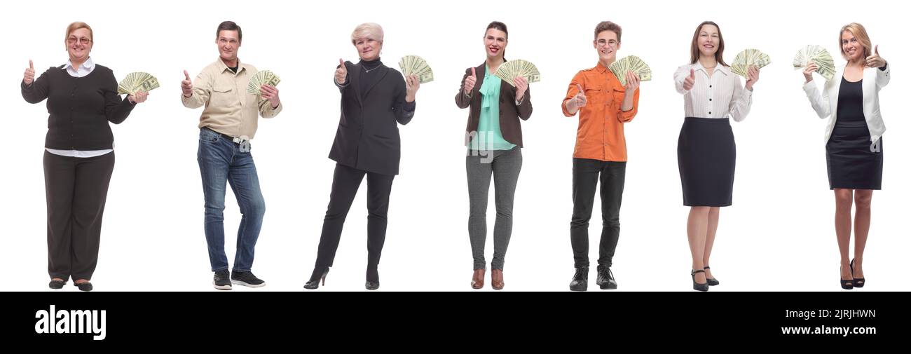 group of successful people with money in their hands Stock Photo - Alamy