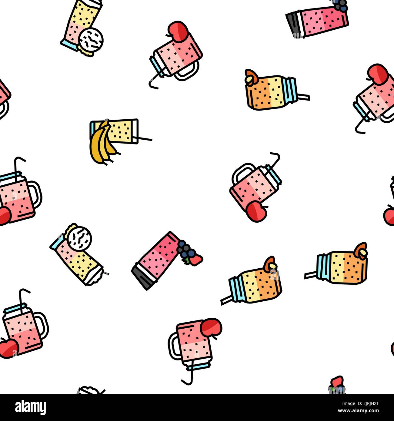 smoothie fruit juice food shake vector seamless pattern Stock Vector ...