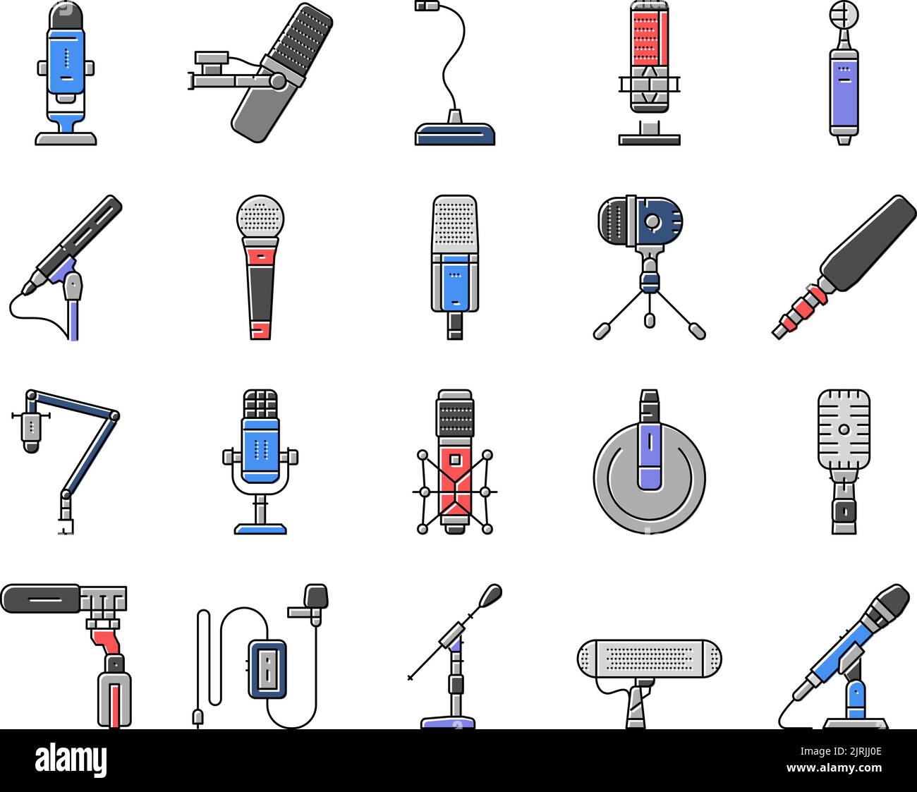 mic microphone voice podcast icons set vector Stock Vector Image & Art ...