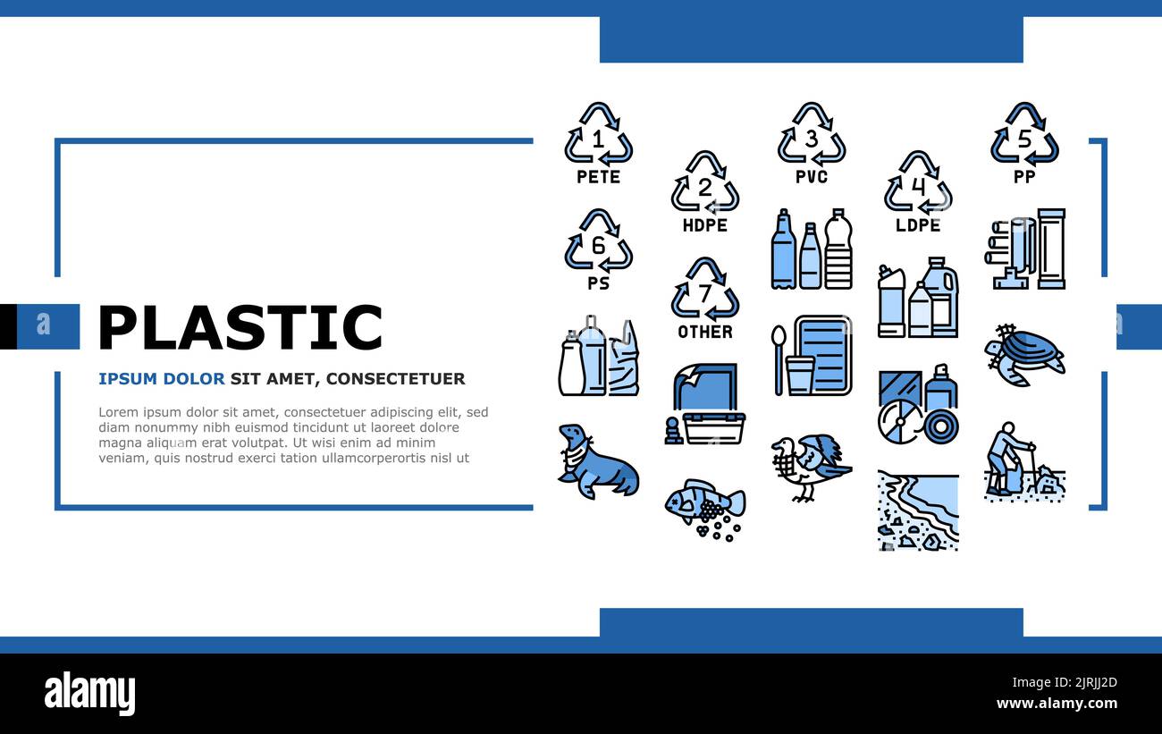 Plastic Waste Nature Environment landing header vector Stock Vector ...