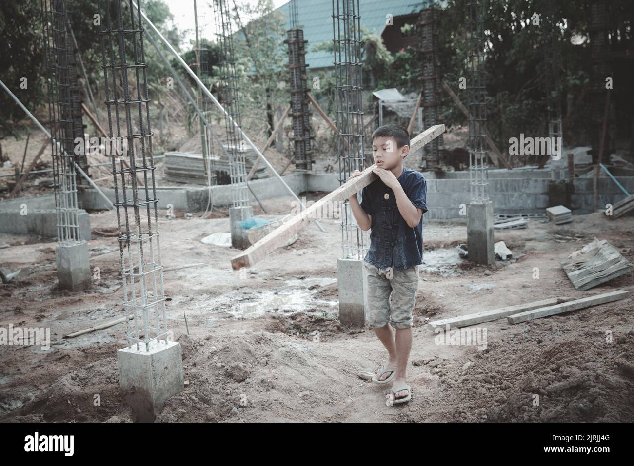 Children working at construction site. world day against child labor concept Stock Photo - Alamy