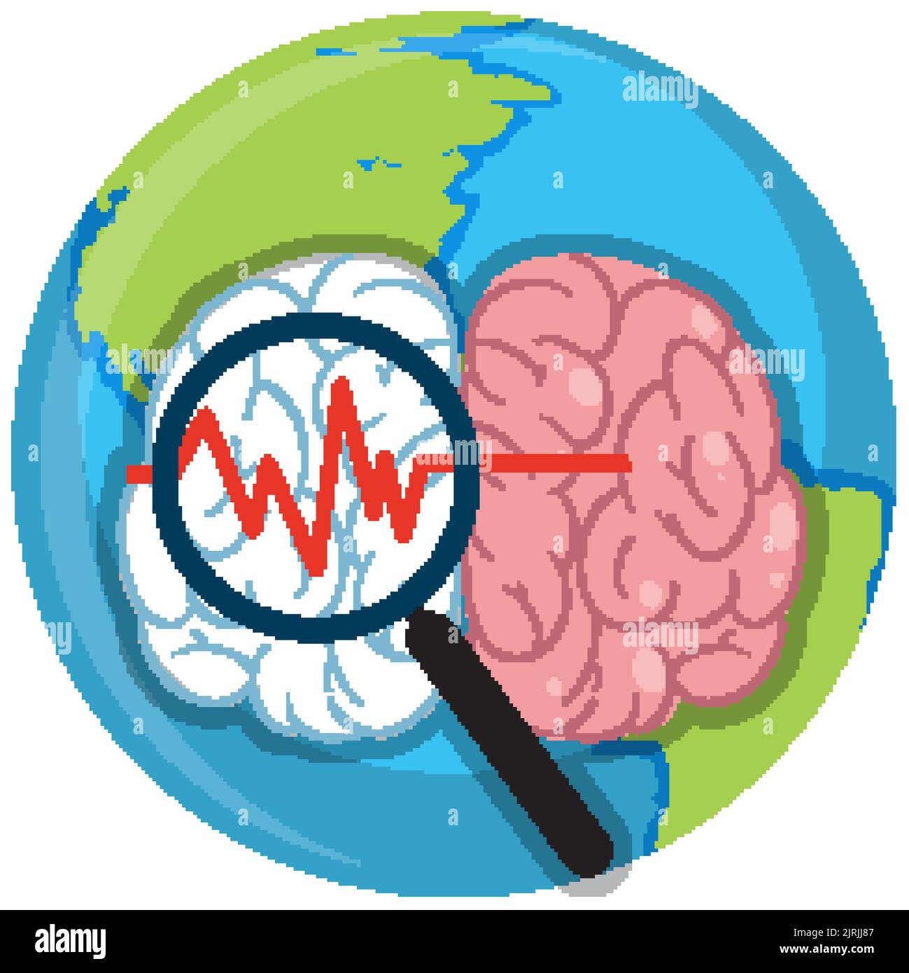 Human brain on earth planet symbol illustration Stock Vector Image ...