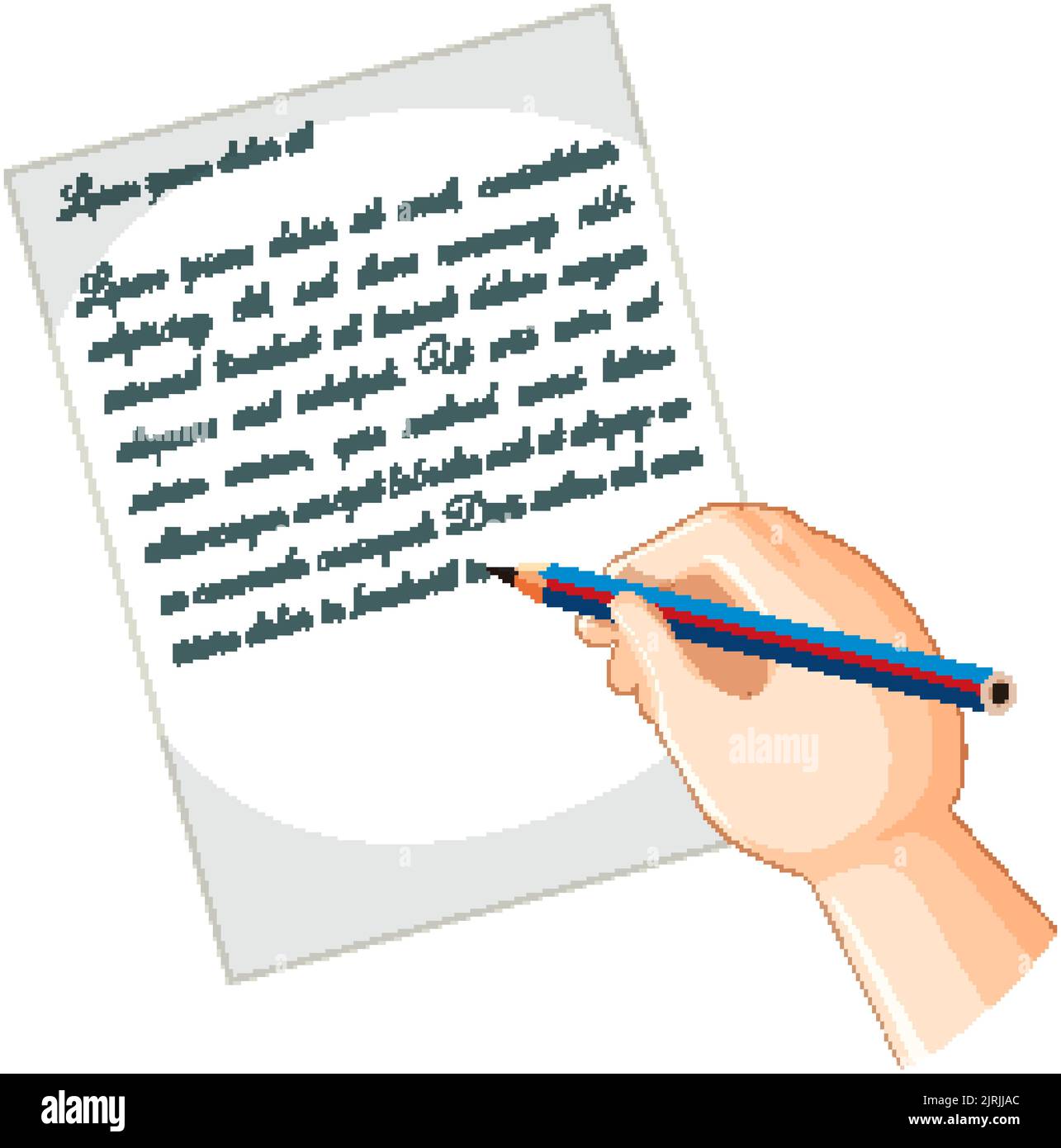 Human hand with pen writing on paper illustration Stock Vector Image ...