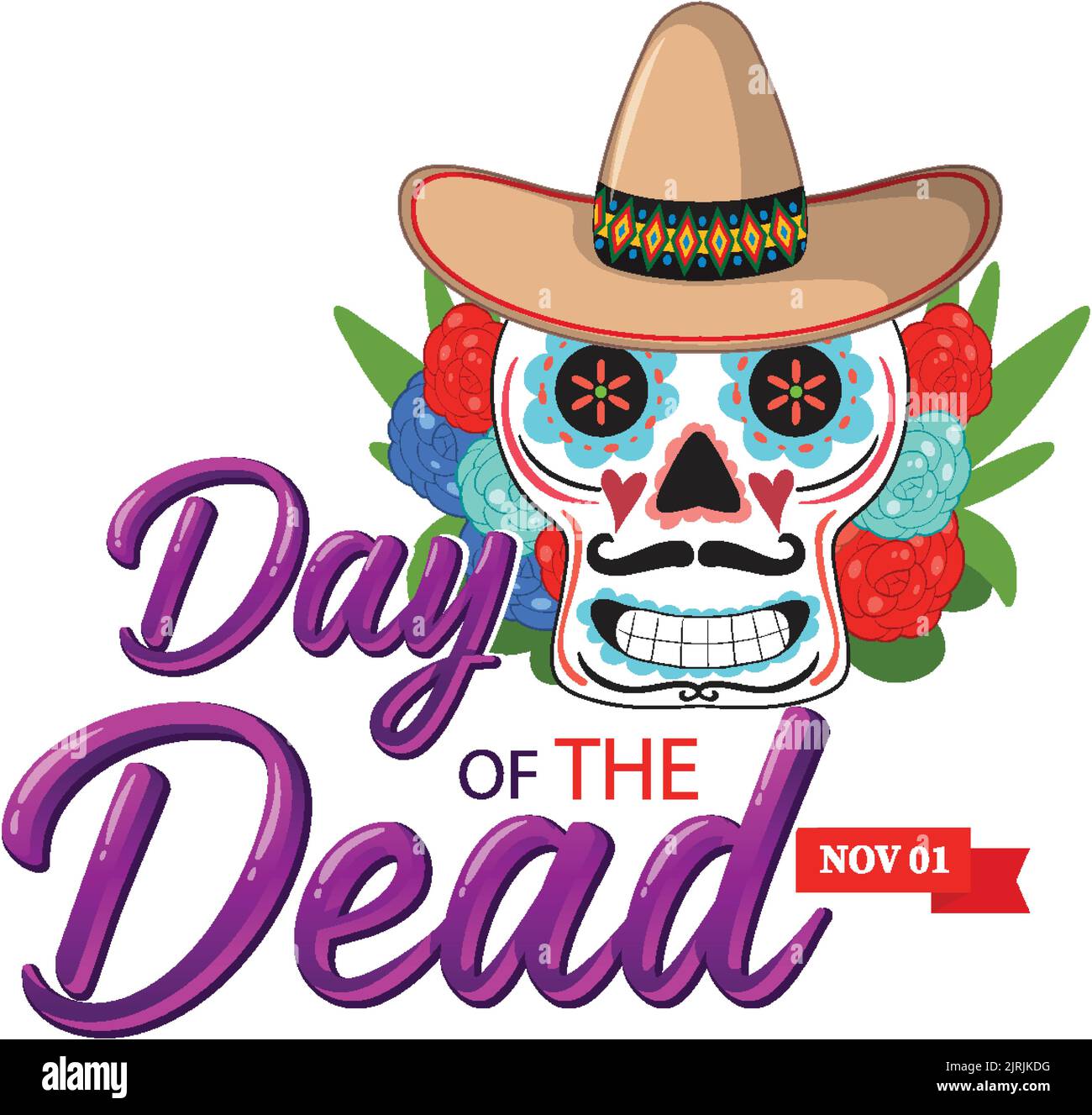 Day of the dead with Mexican Calaca illustration Stock Vector Image ...