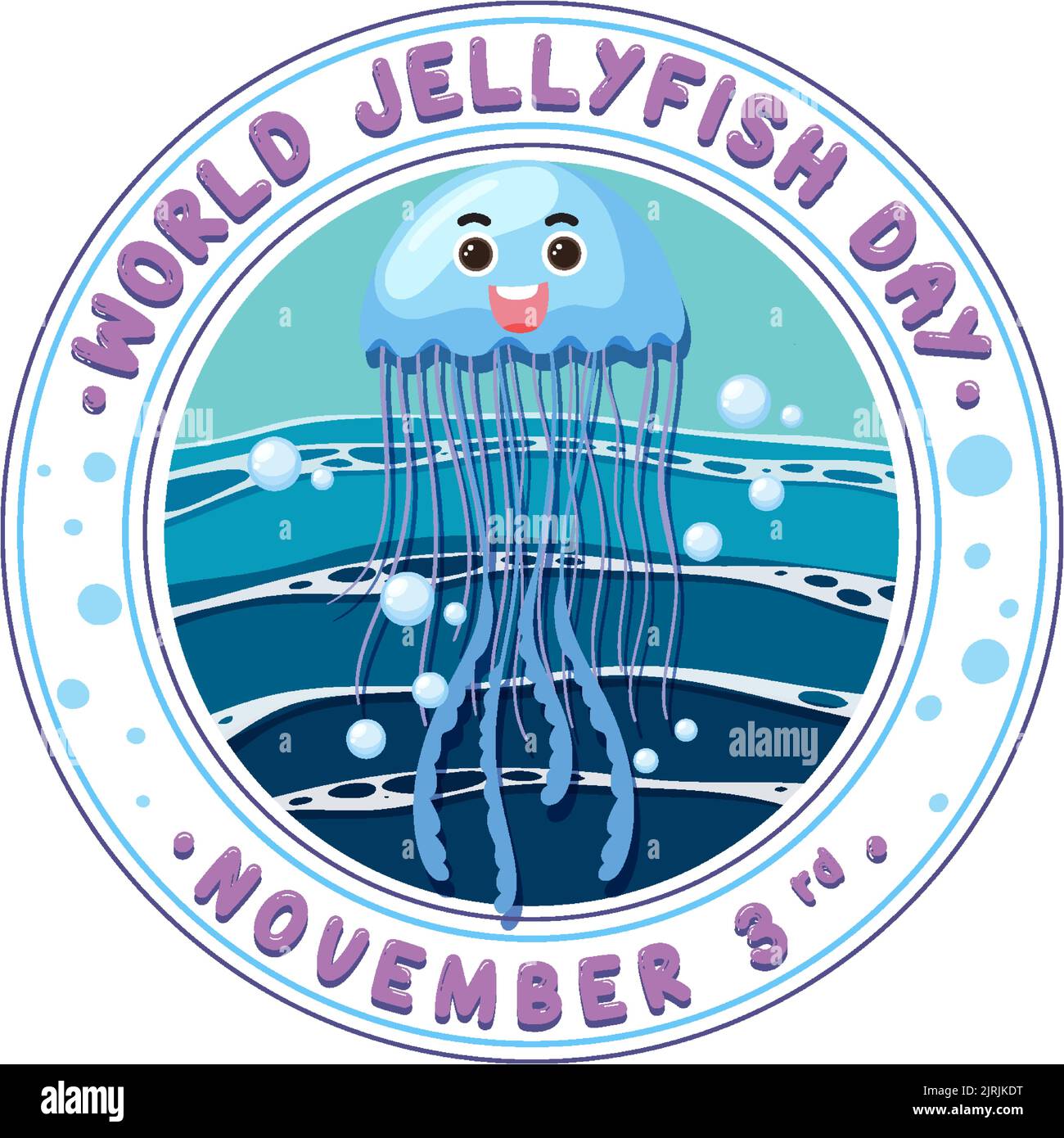 World Jellyfish Day Logo Design illustration Stock Vector Image & Art ...