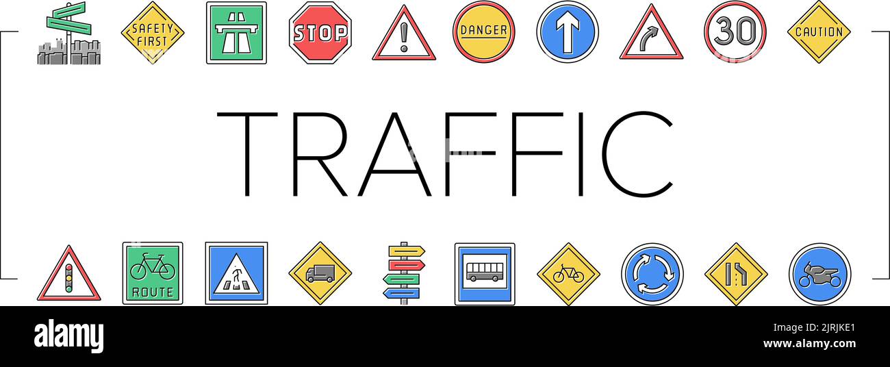 Traffic Sign Road Information Icons Set Vector Stock Vector Image & Art ...