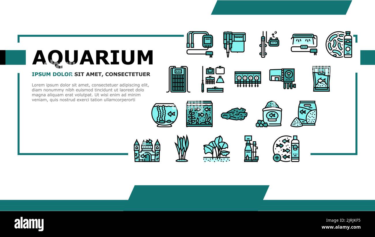 aquarium fish water sea tank landing header vector Stock Vector Image ...