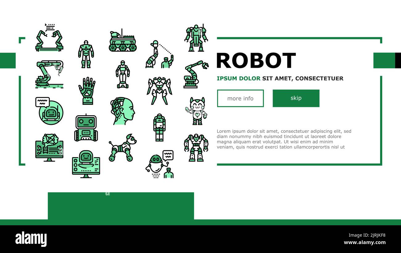Robot Development And Industry landing header vector Stock Vector Image ...