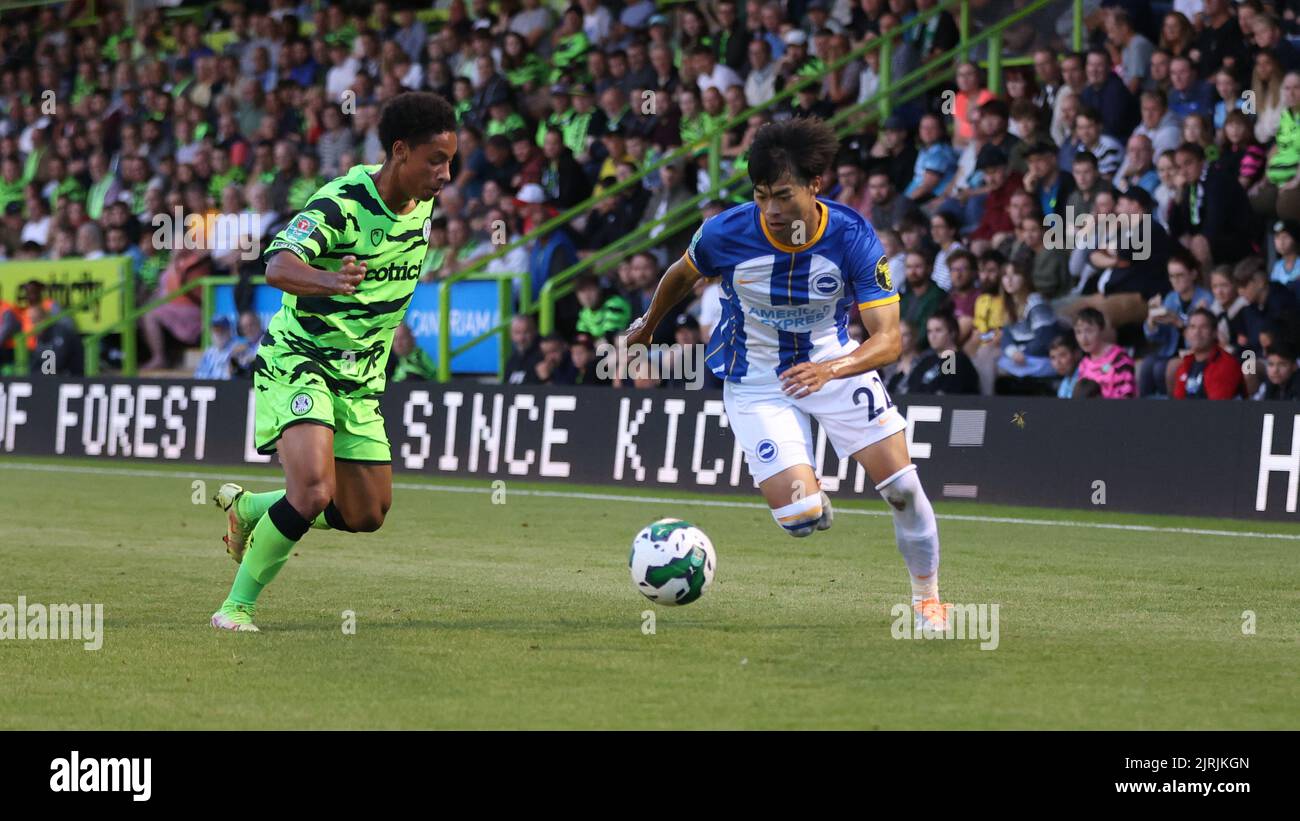 Brighton and Hove Albion's Kaoru Mitoma in action during the EFL Cup ...