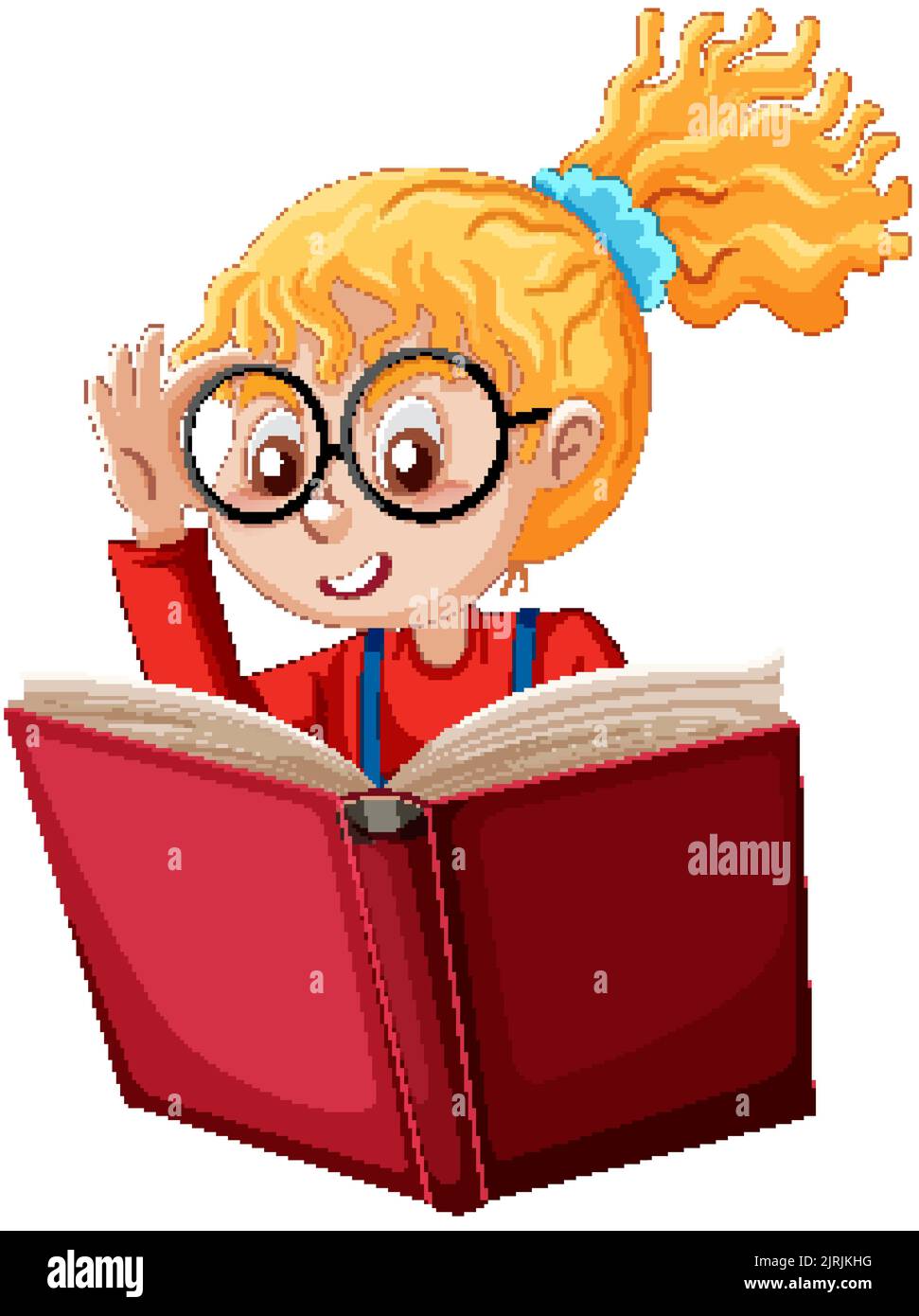Cartoon student girl reading a book illustration Stock Vector Image ...