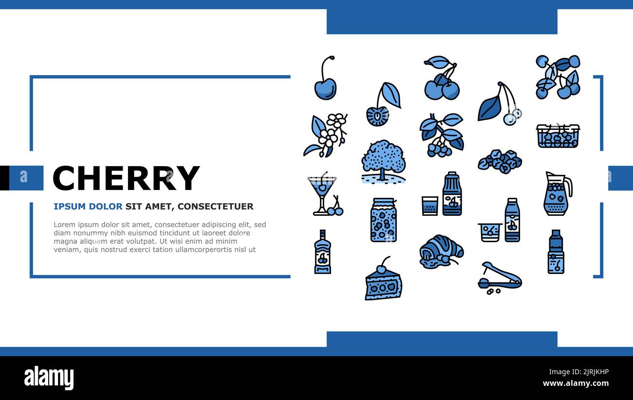 Cherry Vitamin Freshness Berry landing header vector Stock Vector Image ...
