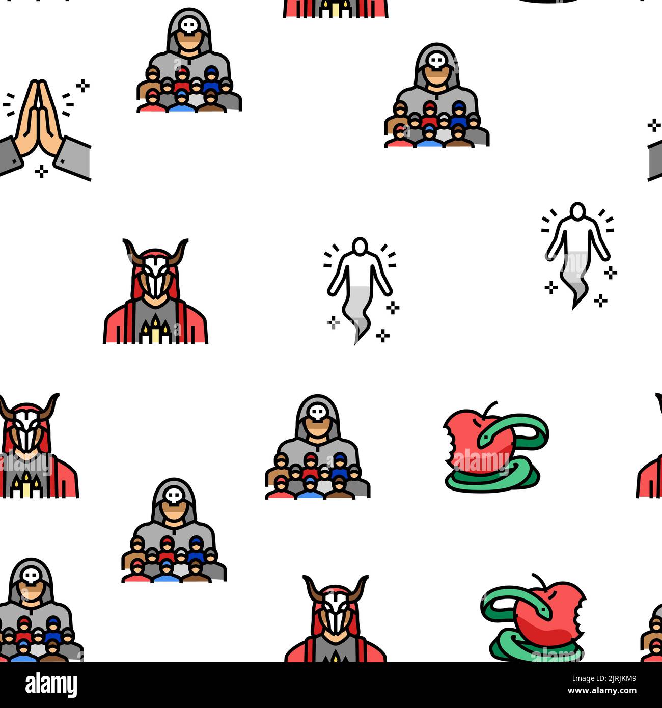 Religion, Prayer Cult And Atheism vector seamless pattern Stock Vector ...