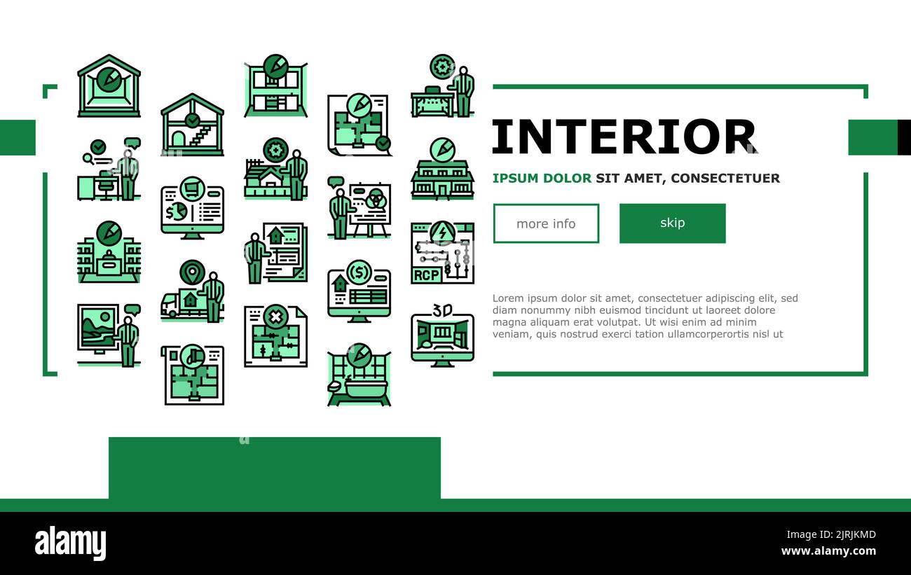 room interior design home modern landing header vector Stock Vector ...