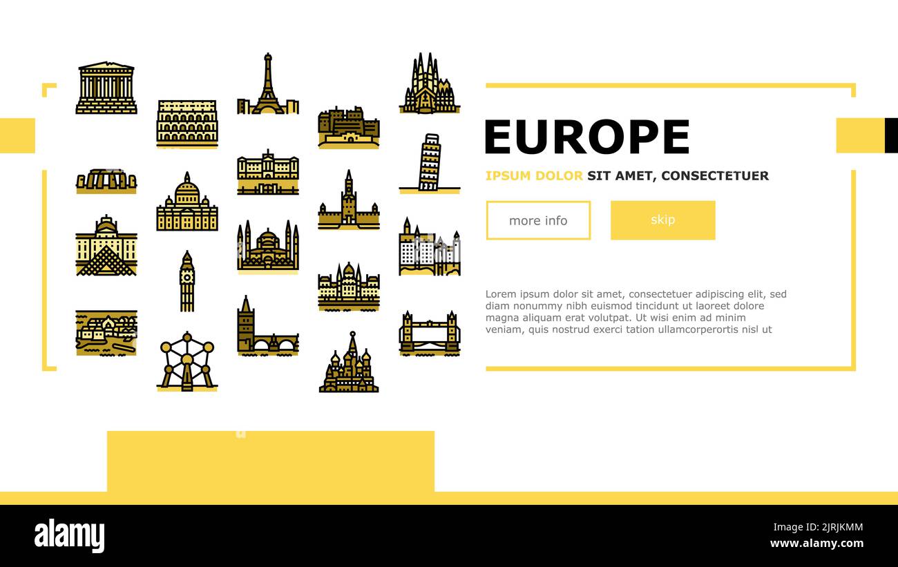Europe Monument Construction landing header vector Stock Vector Image ...