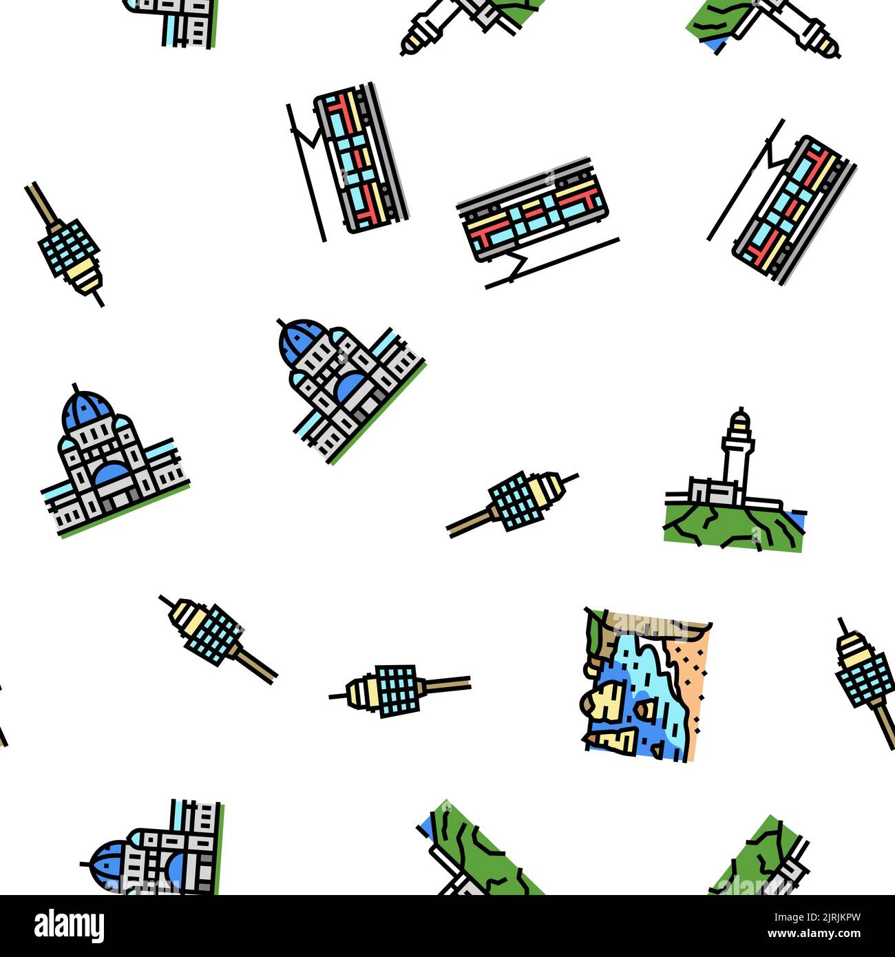 Australia Continent Landscape vector seamless pattern Stock Vector ...