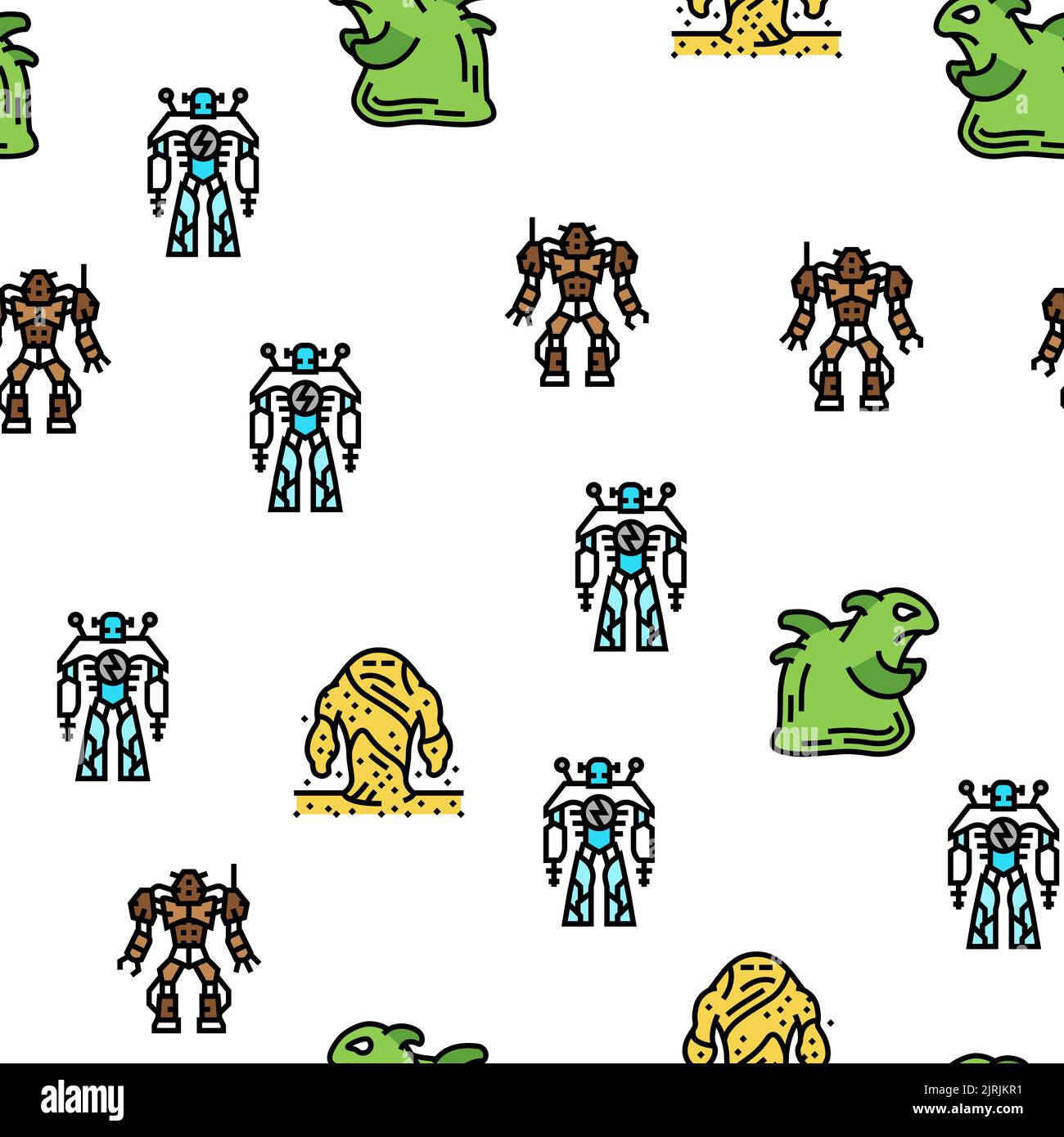 Monster Scary Fantasy Characters vector seamless pattern Stock Vector ...