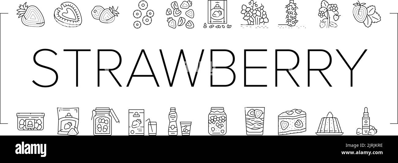 Strawberry Freshness Ripe Berry Icons Set Vector Stock Vector Image ...