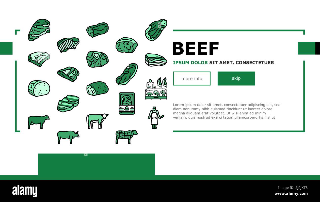 Beef Meat Nutrition Production landing header vector Stock Vector Image ...