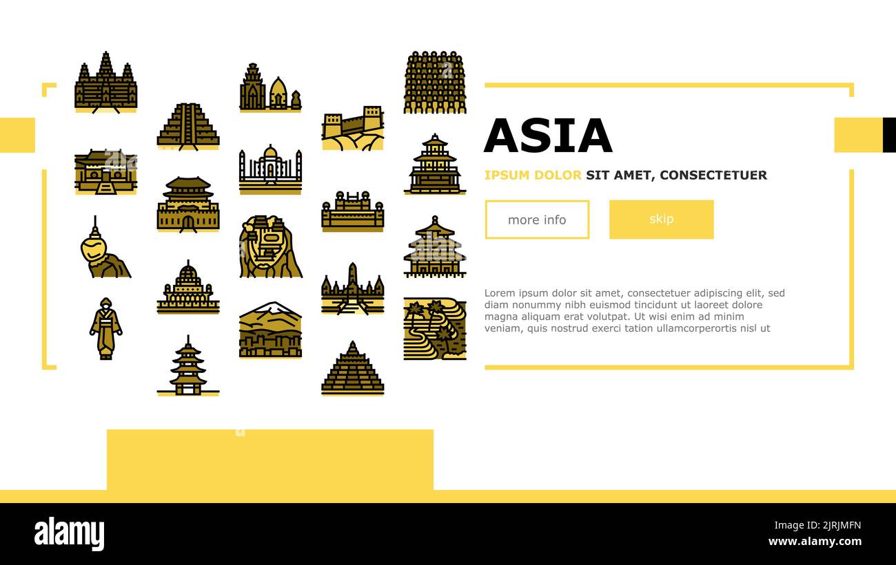 Asia Building And Land Scape landing header vector Stock Vector Image ...