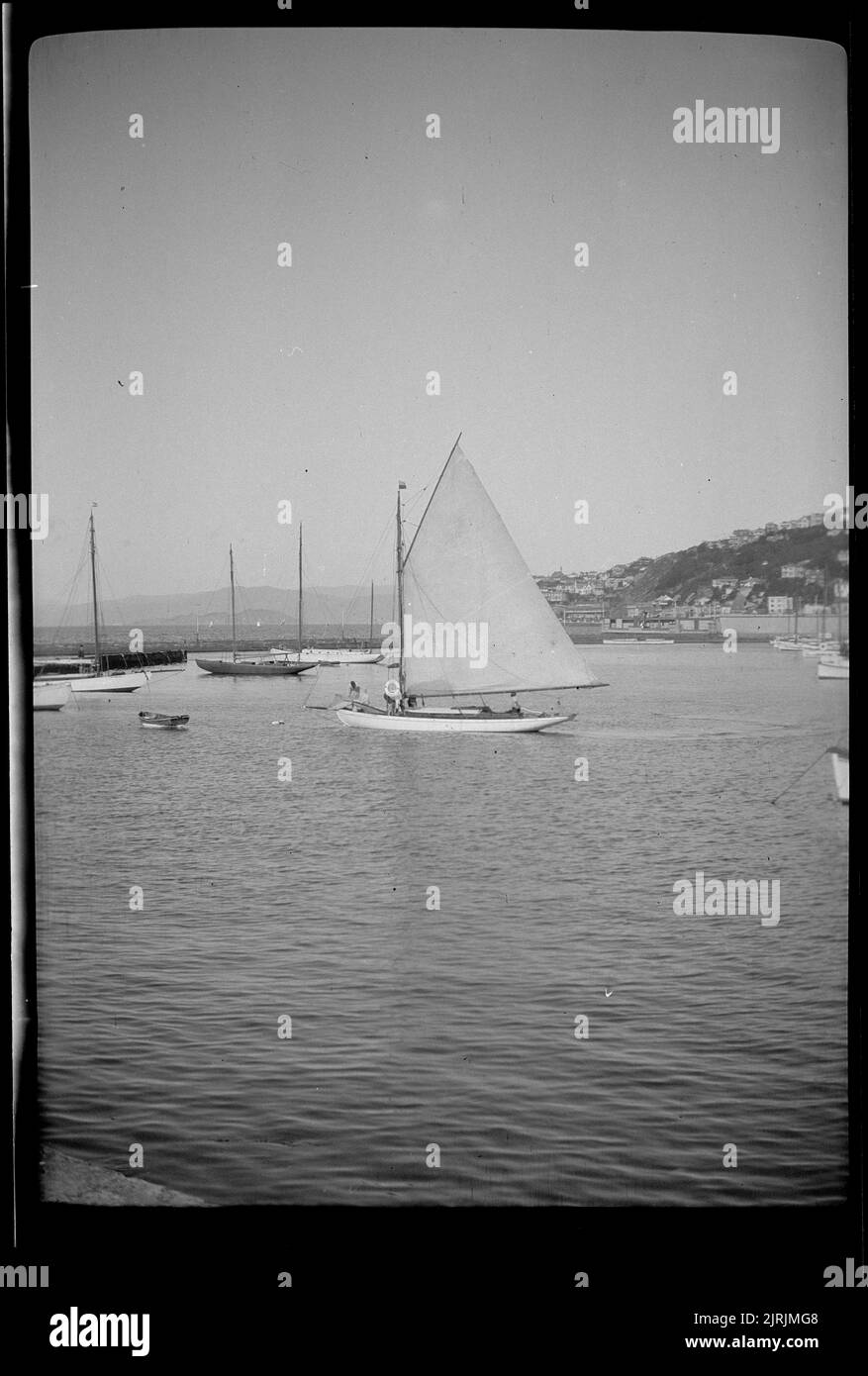 [Yacht in harbour], 1920s-1930s, Wellington, by Roland Searle Stock ...