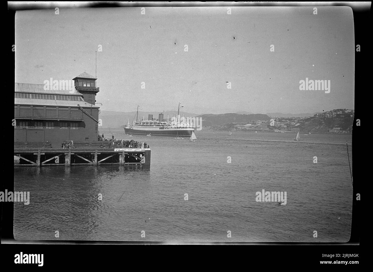 [Ship in port], 1920s-1930s, Wellington, by Roland Searle Stock Photo ...